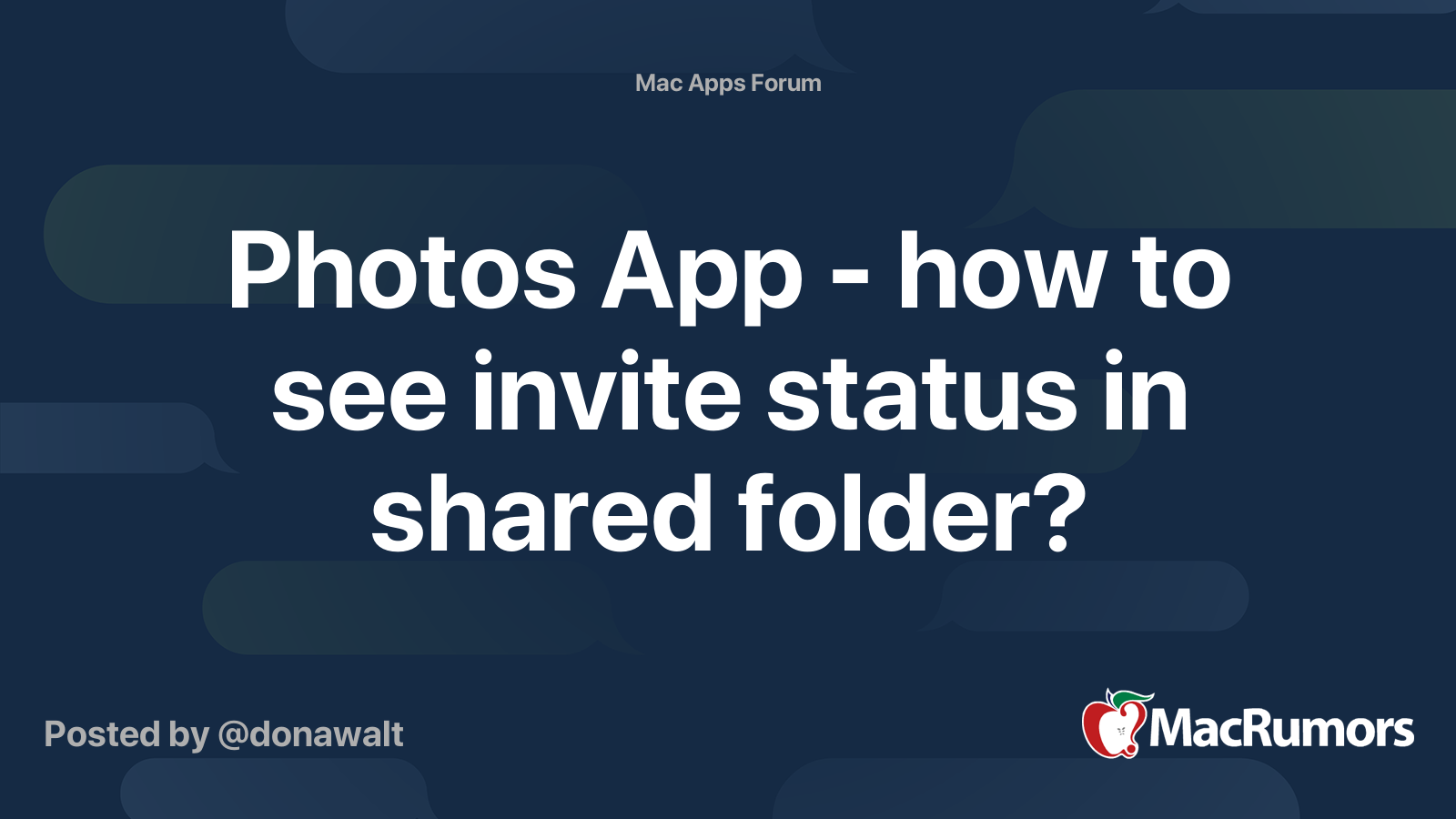 Photos App - how to see invite status in shared folder? | MacRumors Forums