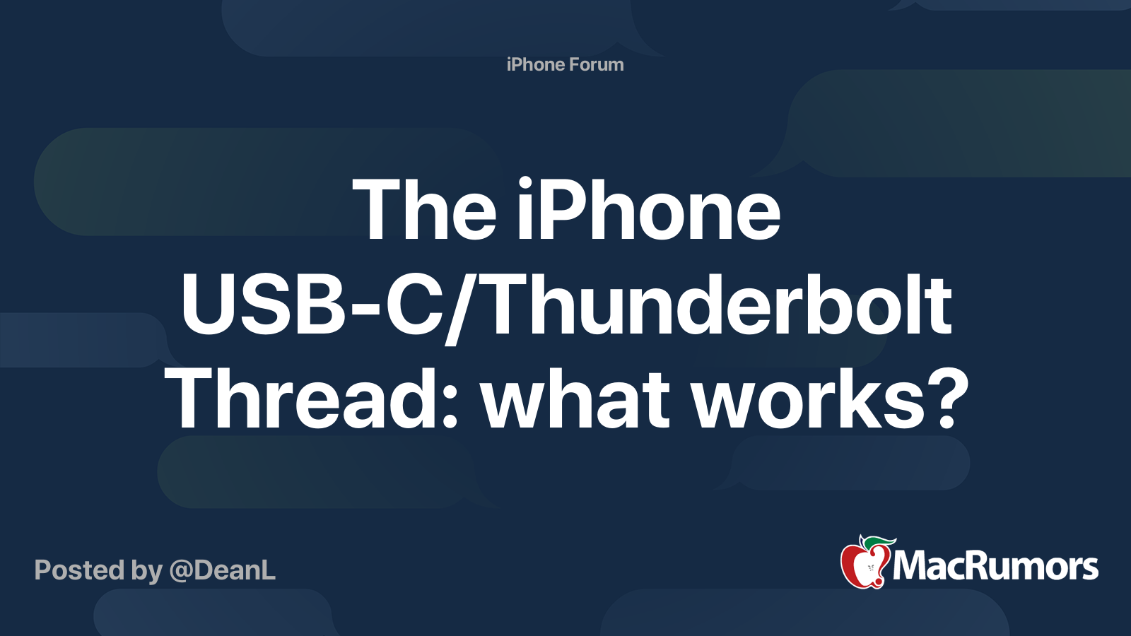 The iPhone USB-C/Thunderbolt Thread: what works? | MacRumors Forums