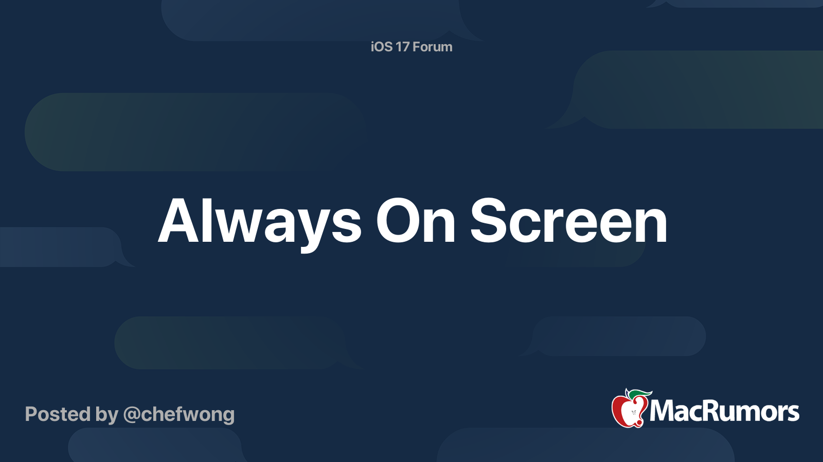 Always On Screen | MacRumors Forums