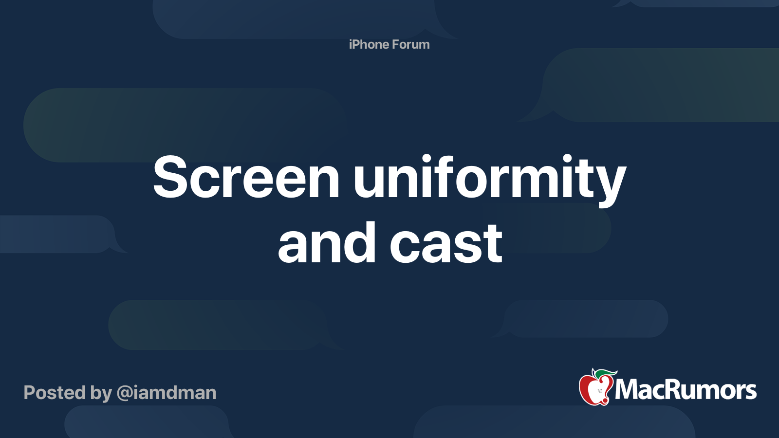 Screen uniformity and cast | MacRumors Forums
