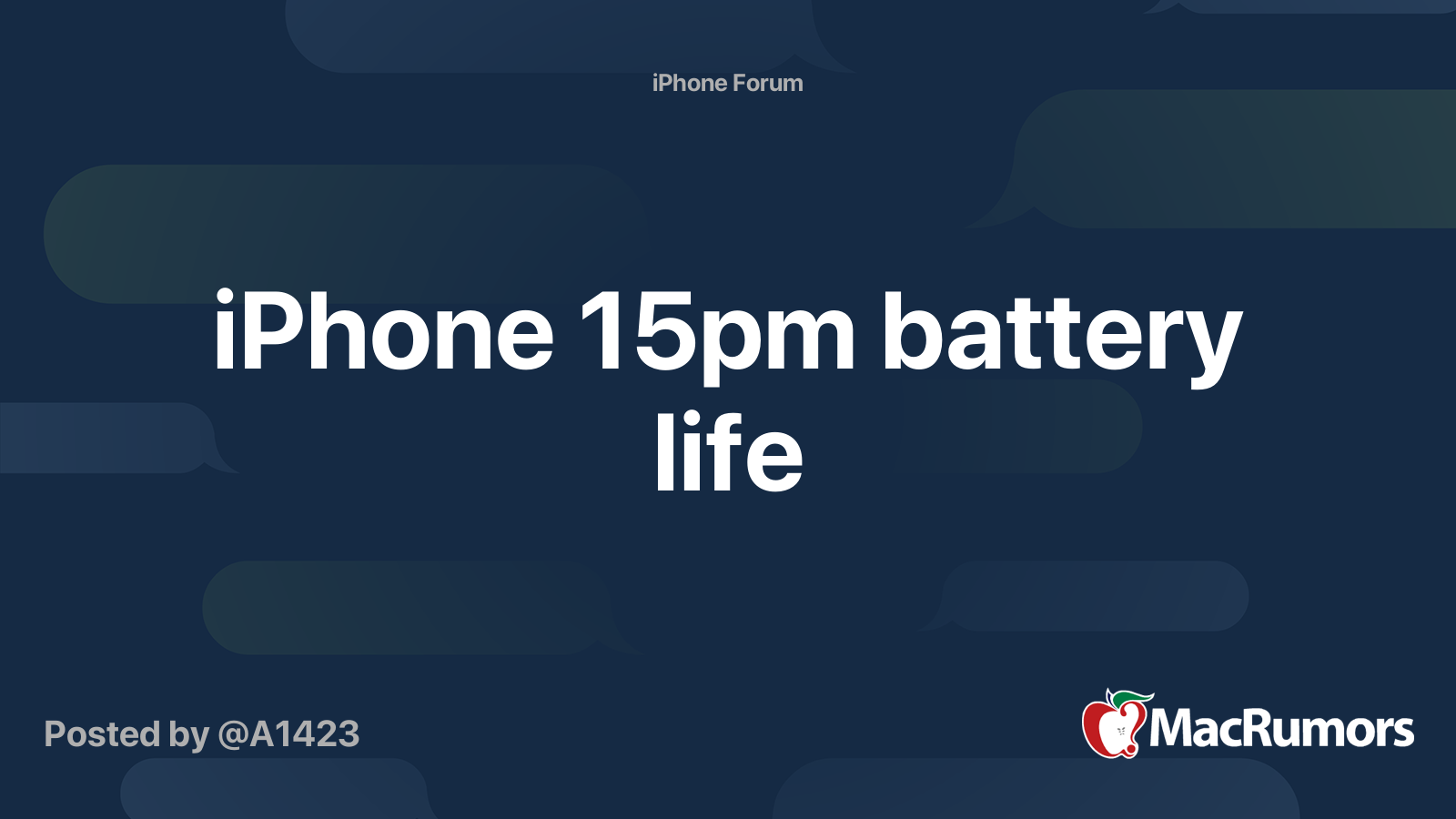 iPhone 15pm battery life | MacRumors Forums