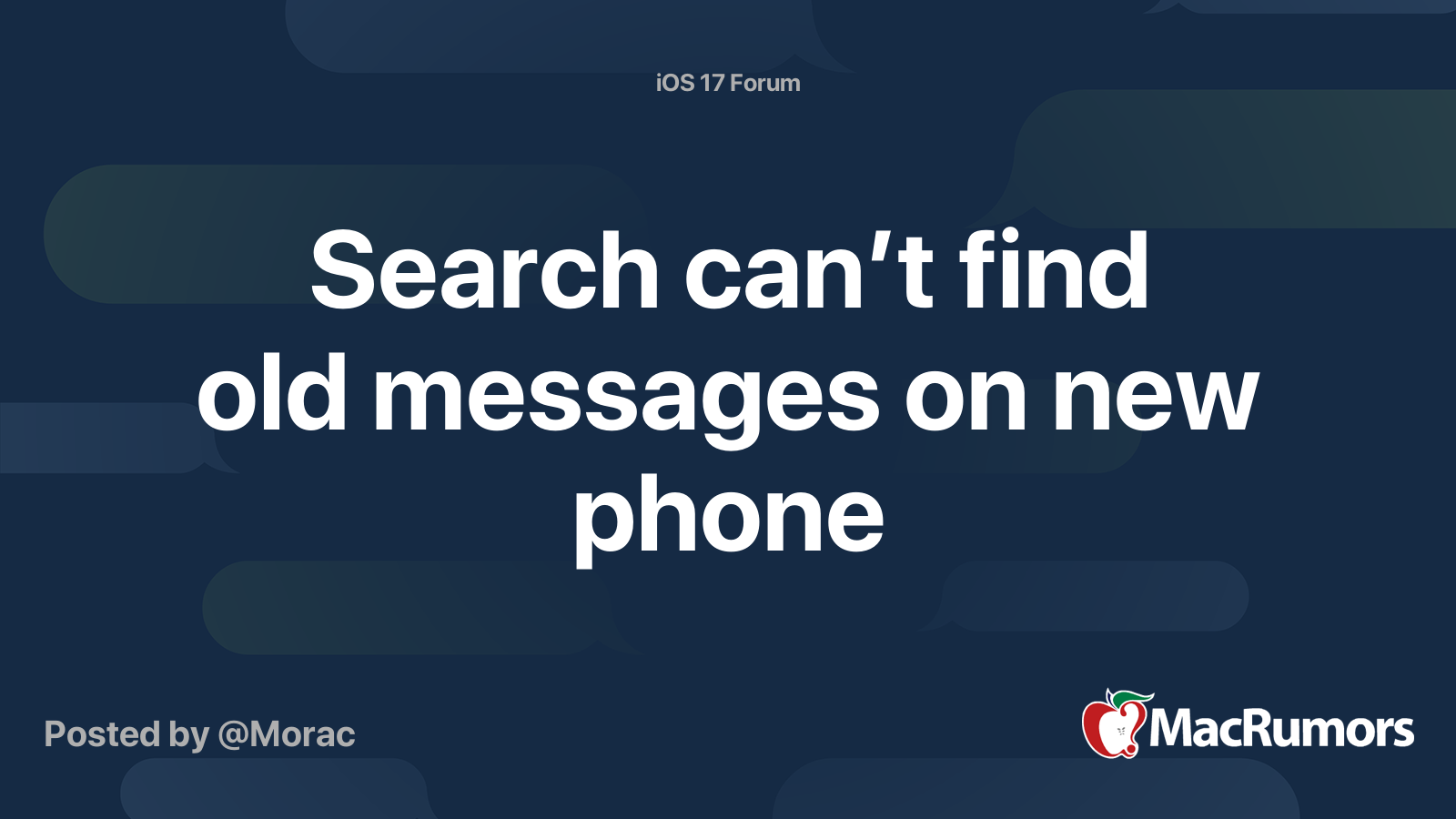 Search can’t find old messages on new phone | MacRumors Forums