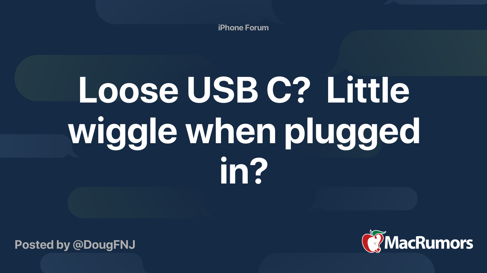 Loose USB C? Little wiggle when plugged in? | MacRumors Forums