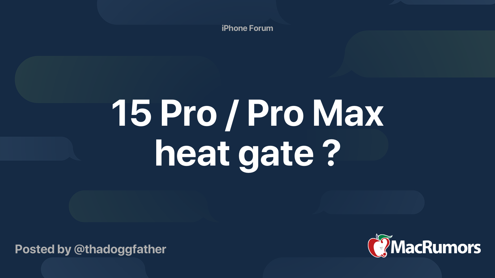 15 Pro / Pro Max heat gate ? | MacRumors Forums