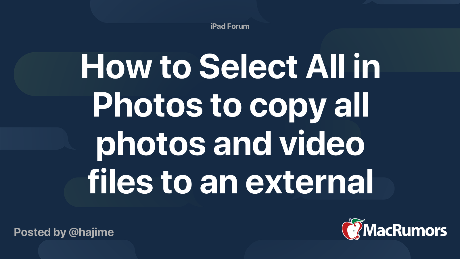 How to Select All in Photos to copy all photos and video files to an external USB drive ...