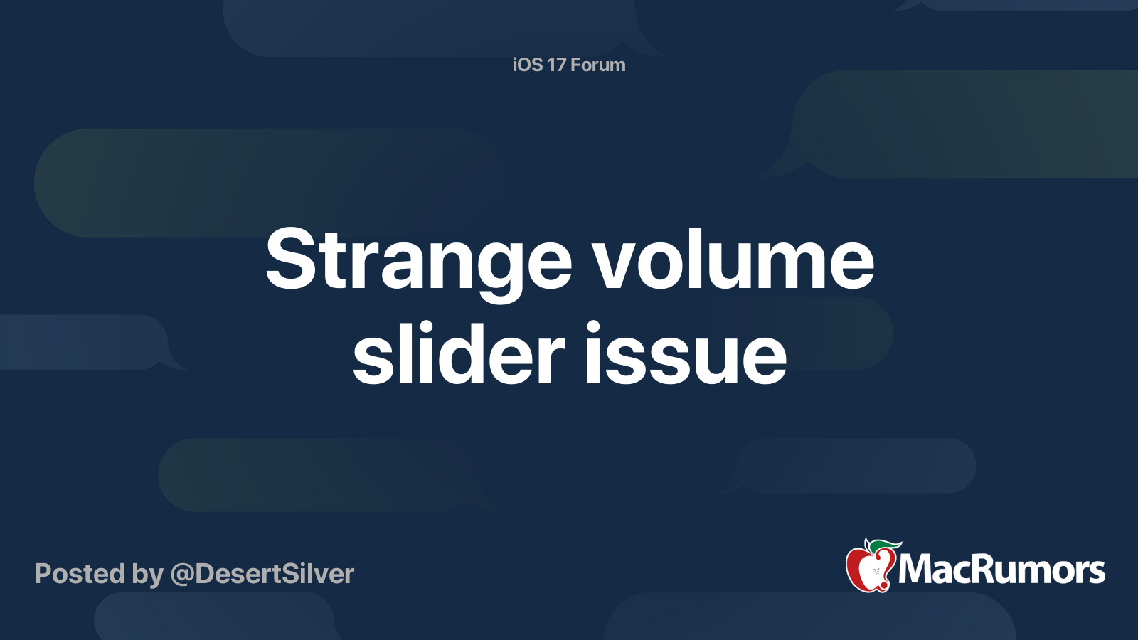 Strange volume slider issue | MacRumors Forums