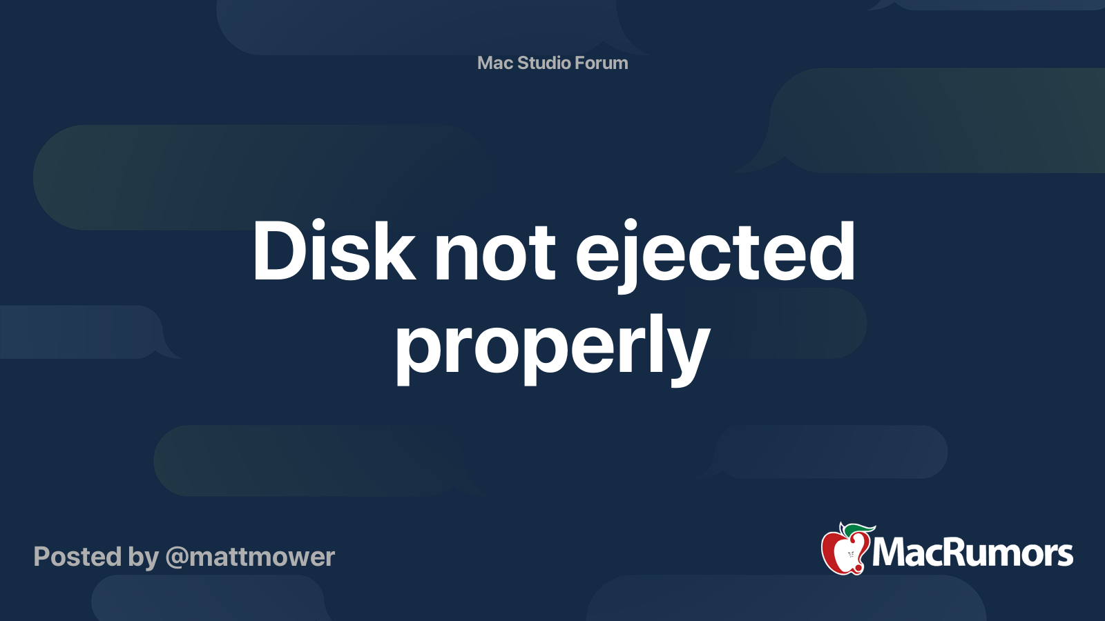 Disk not ejected properly | MacRumors Forums