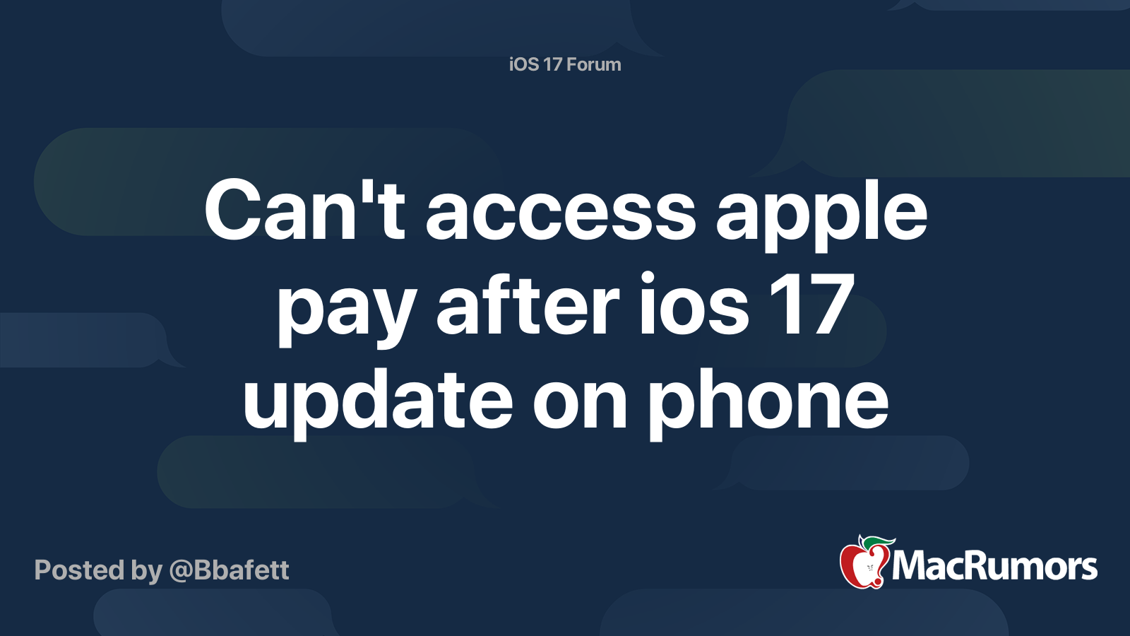 Can't access apple pay after ios 17 update on phone | MacRumors Forums