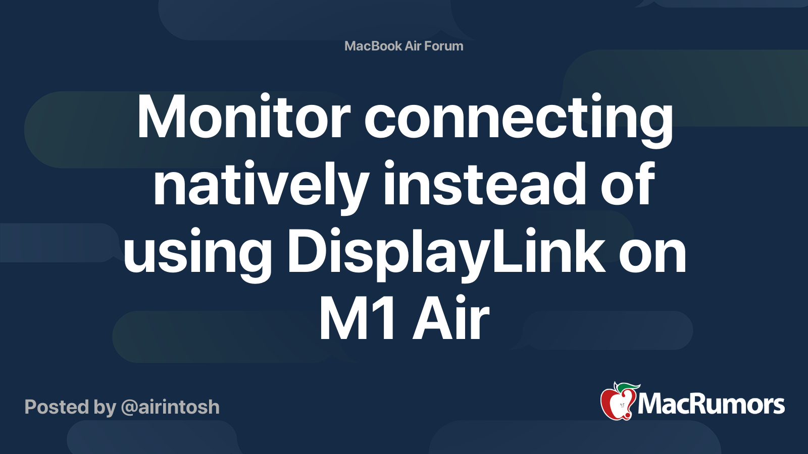 Monitor connecting natively instead of using DisplayLink on M1 Air ...