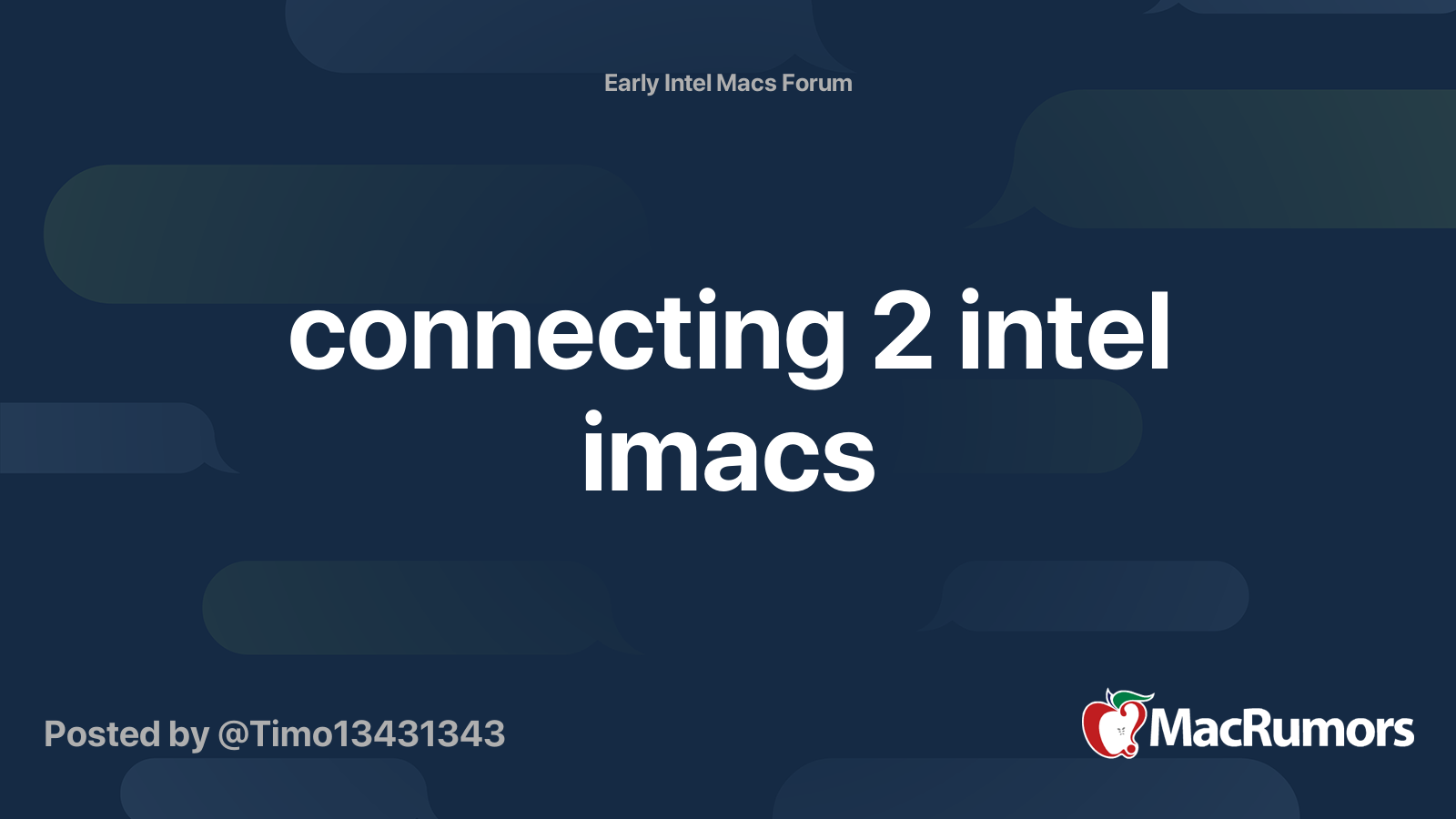 connecting 2 intel imacs | MacRumors Forums
