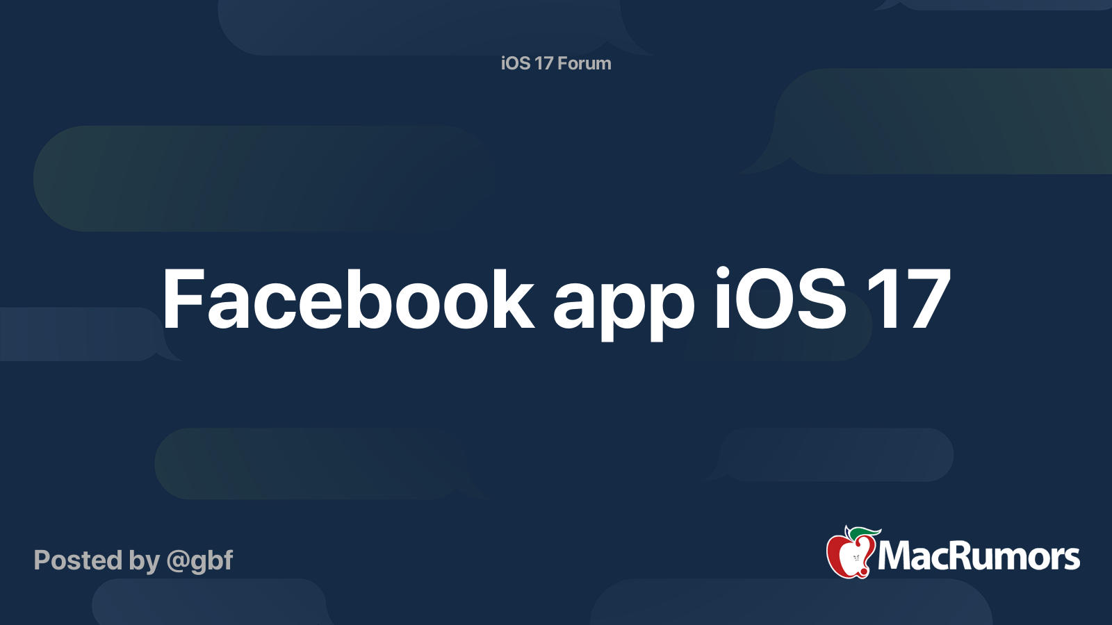Facebook app iOS 17 | MacRumors Forums