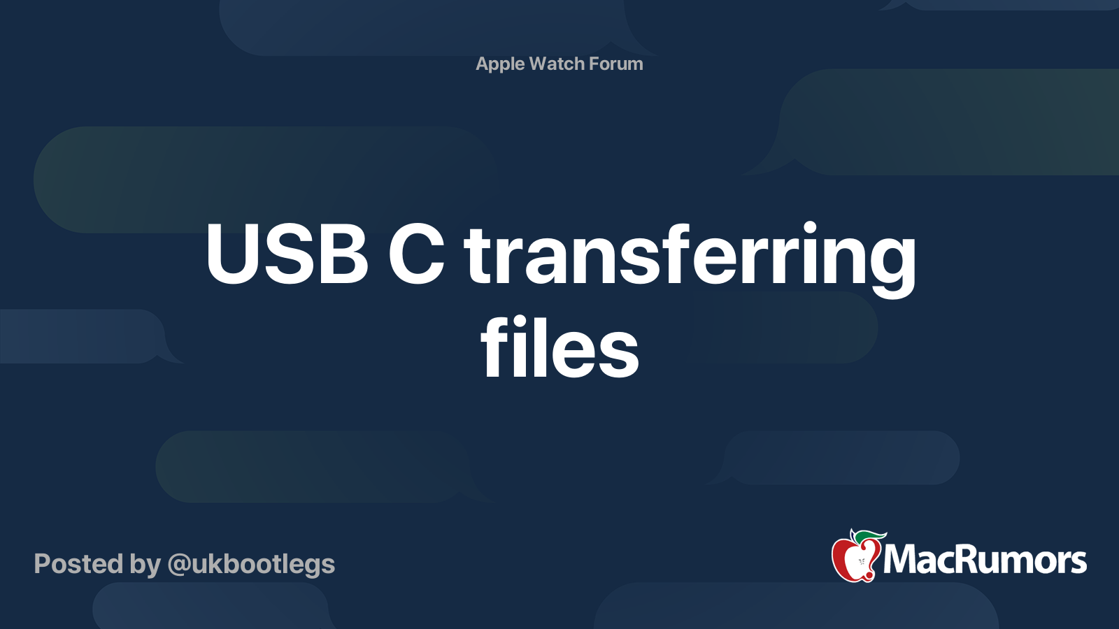 USB C transferring files | MacRumors Forums