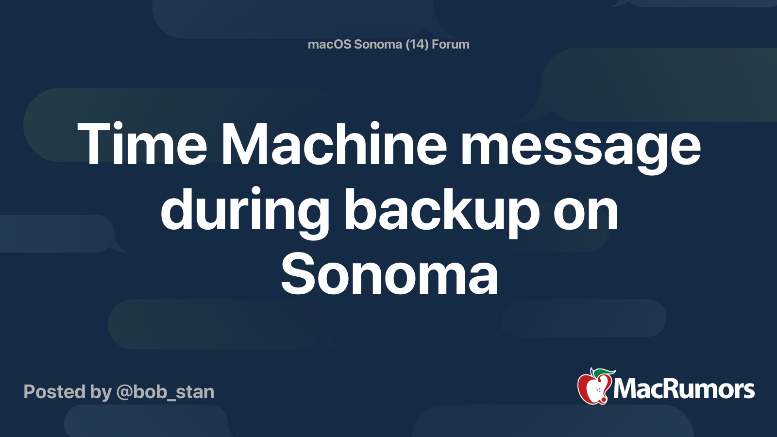 Time Machine message during backup on Sonoma | MacRumors Forums
