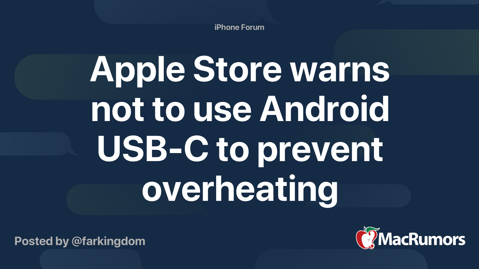 Apple Store warns not to use Android USB-C to prevent overheating | MacRumors Forums