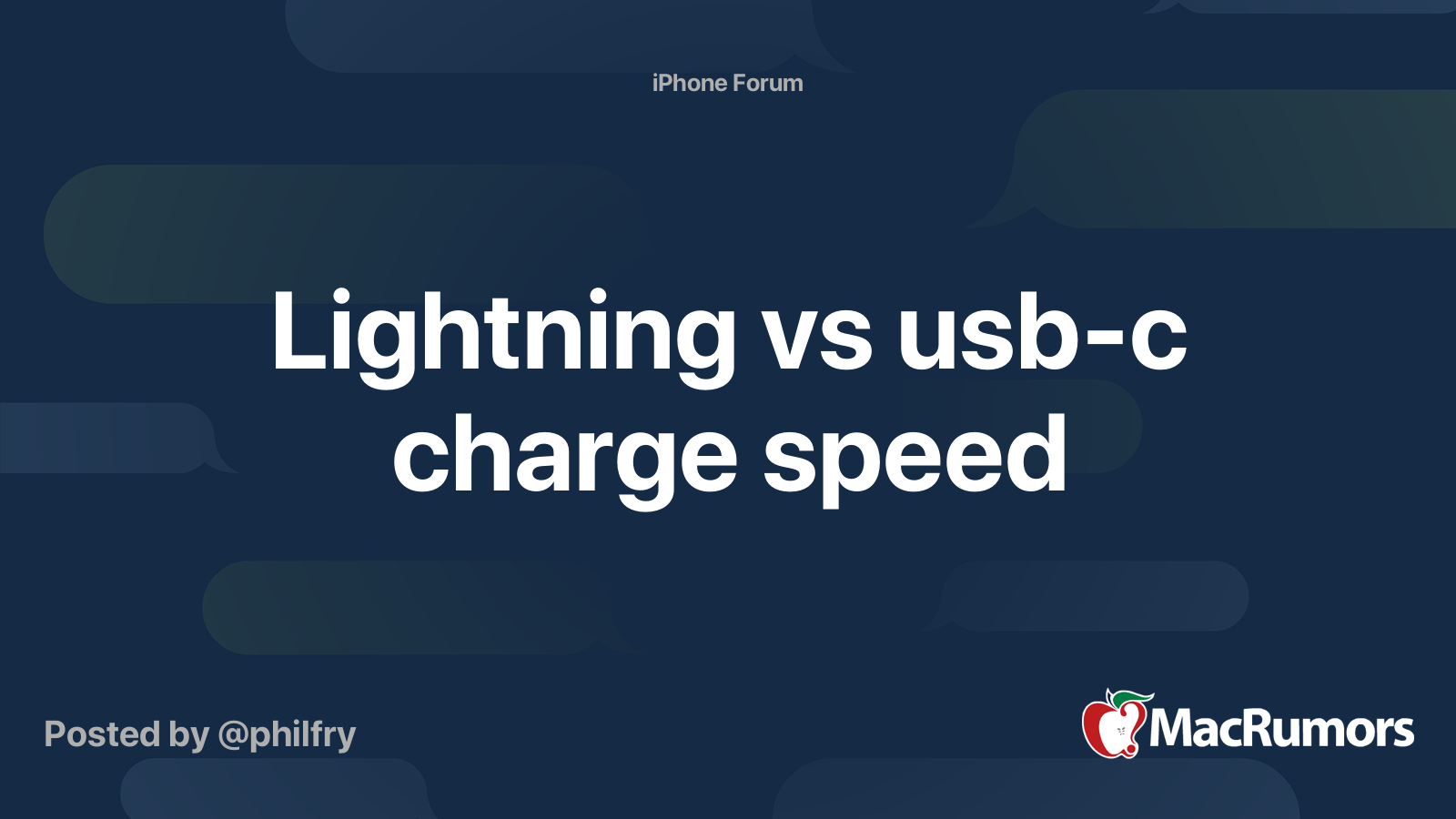 Lightning vs usb-c charge speed | MacRumors Forums