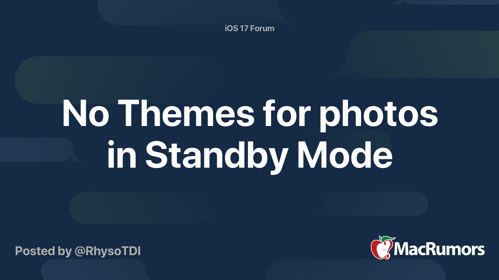 No Themes for photos in Standby Mode | MacRumors Forums
