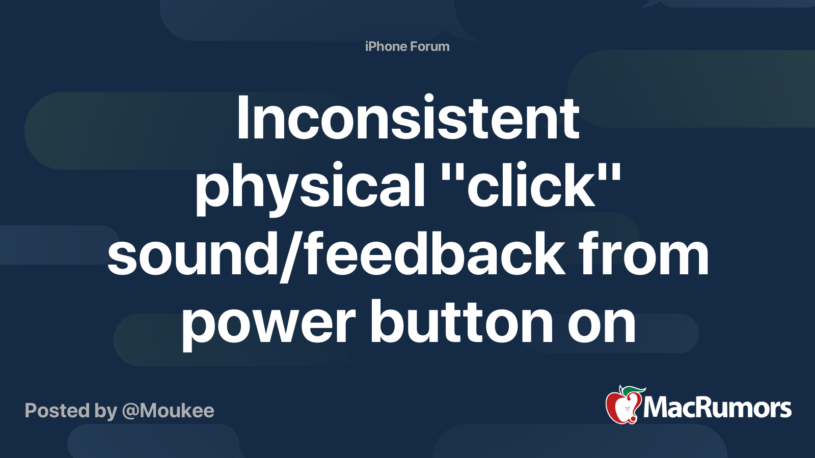 Inconsistent physical "click" sound/feedback from power button on iPhone 15 Pro? | MacRumors Forums