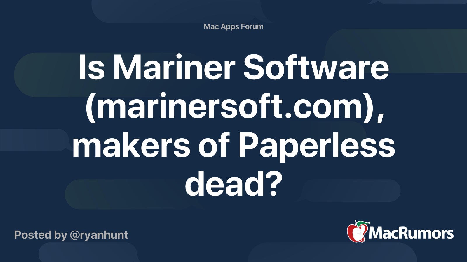 Is Mariner Software (marinersoft.com), makers of Paperless dead ...