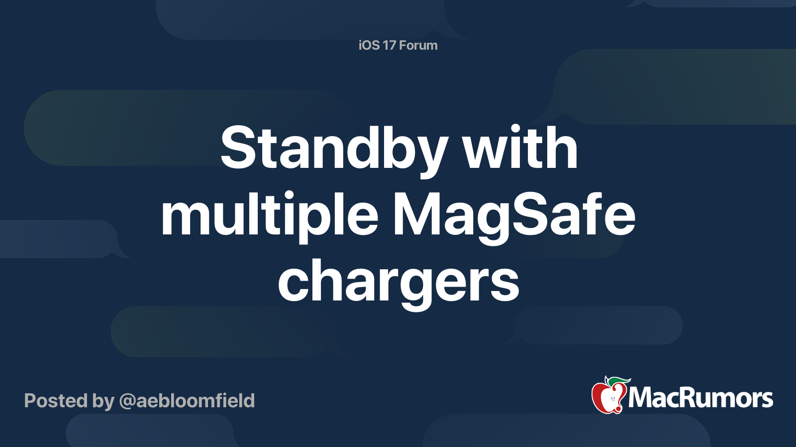 Standby with multiple MagSafe chargers | MacRumors Forums
