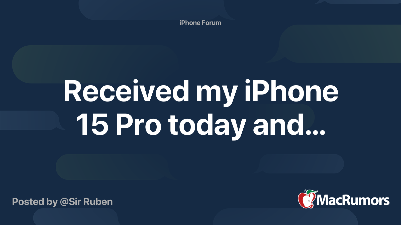 Received my iPhone 15 Pro today and… | MacRumors Forums