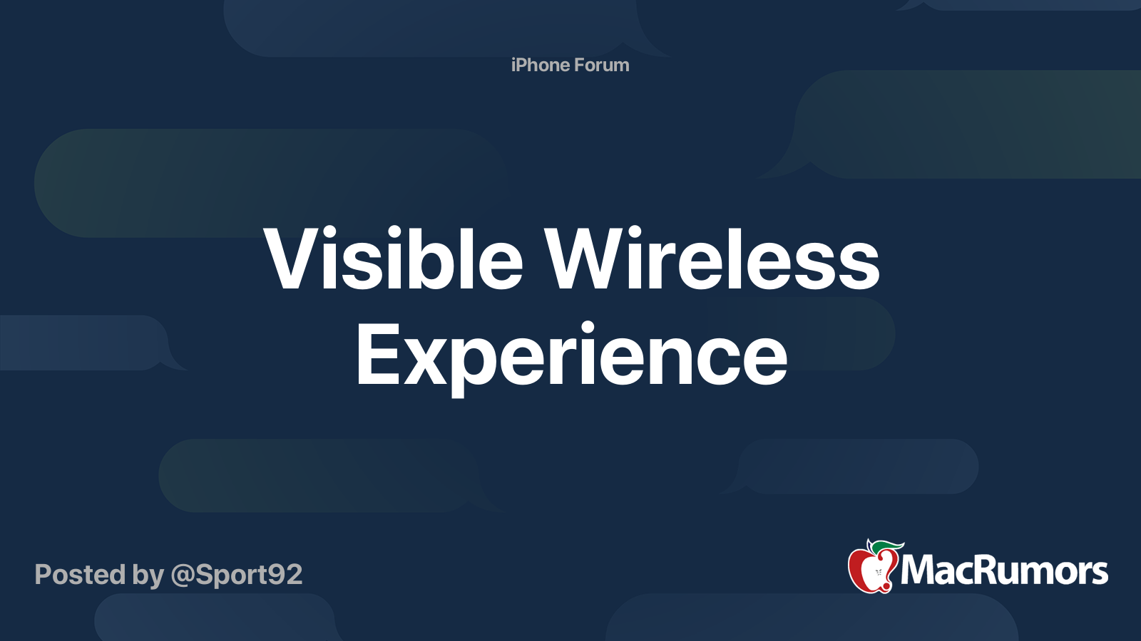 Visible Wireless Experience | MacRumors Forums