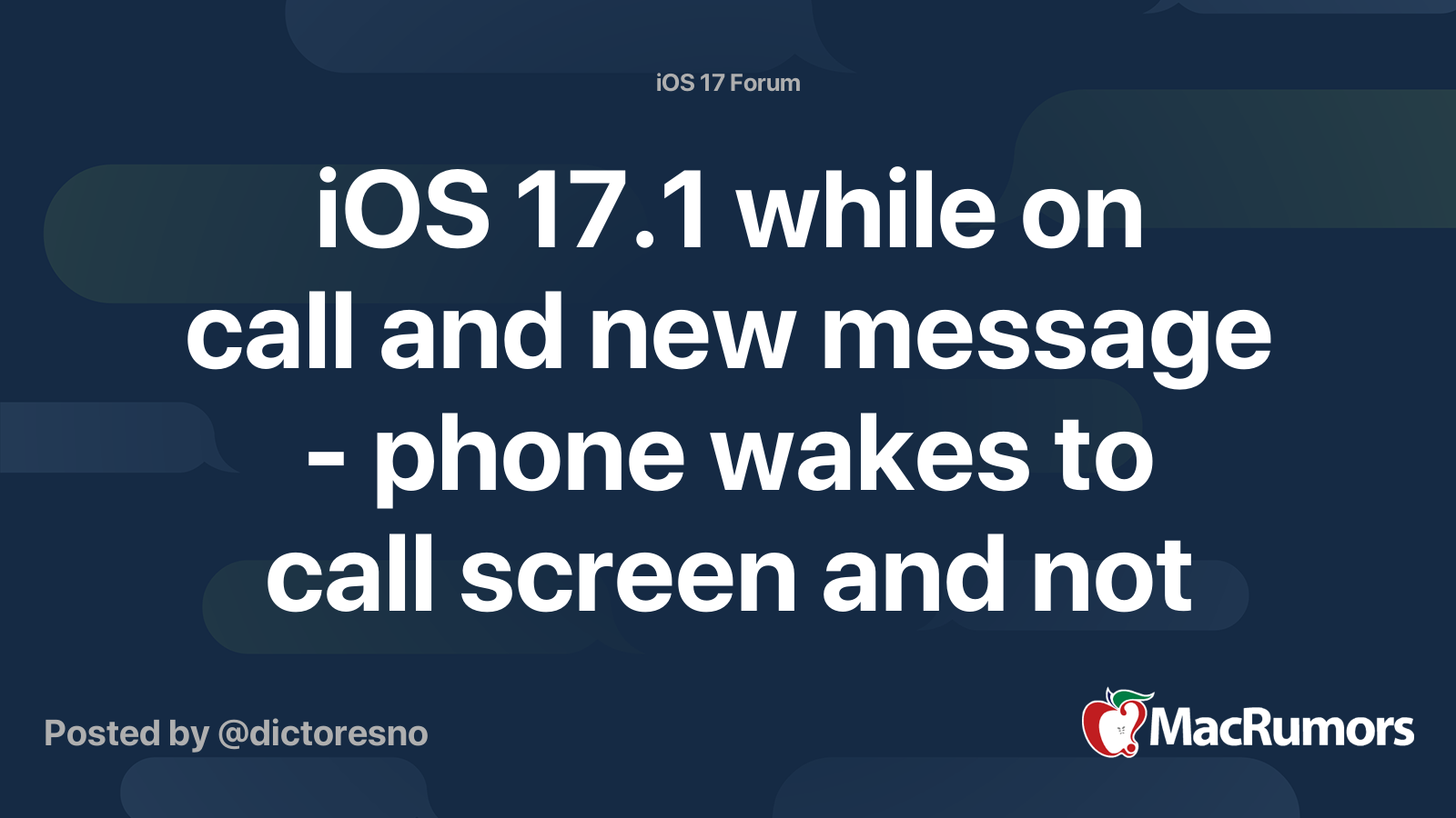 iOS 17.1 while on call and new message - phone wakes to call screen and not to the lock screen ...
