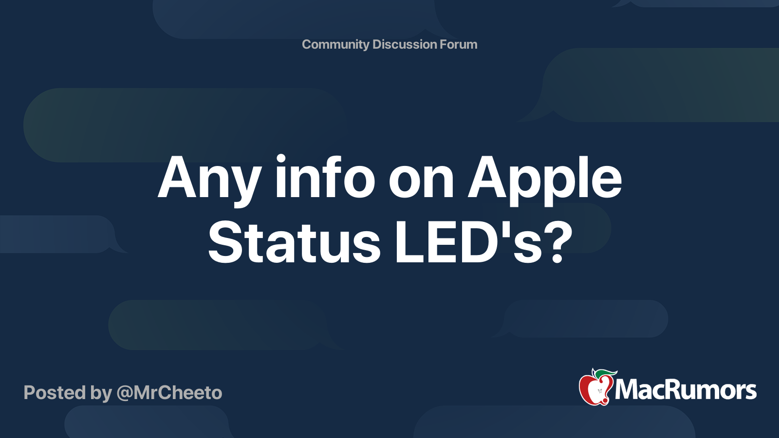 Any info on Apple Status LED's? | MacRumors Forums