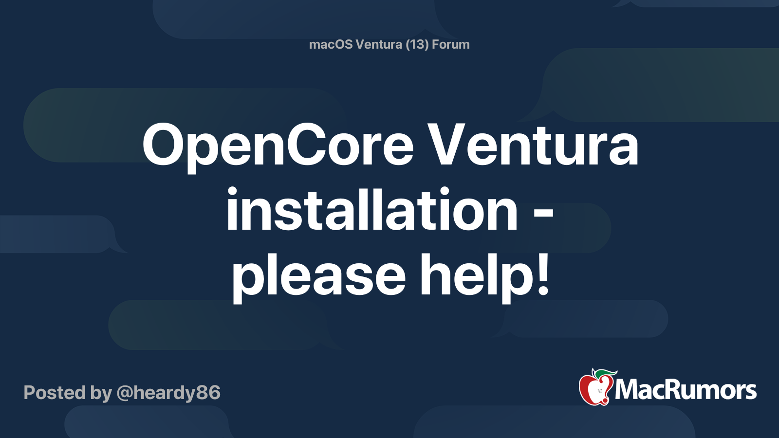 OpenCore Ventura installation - please help! | MacRumors Forums
