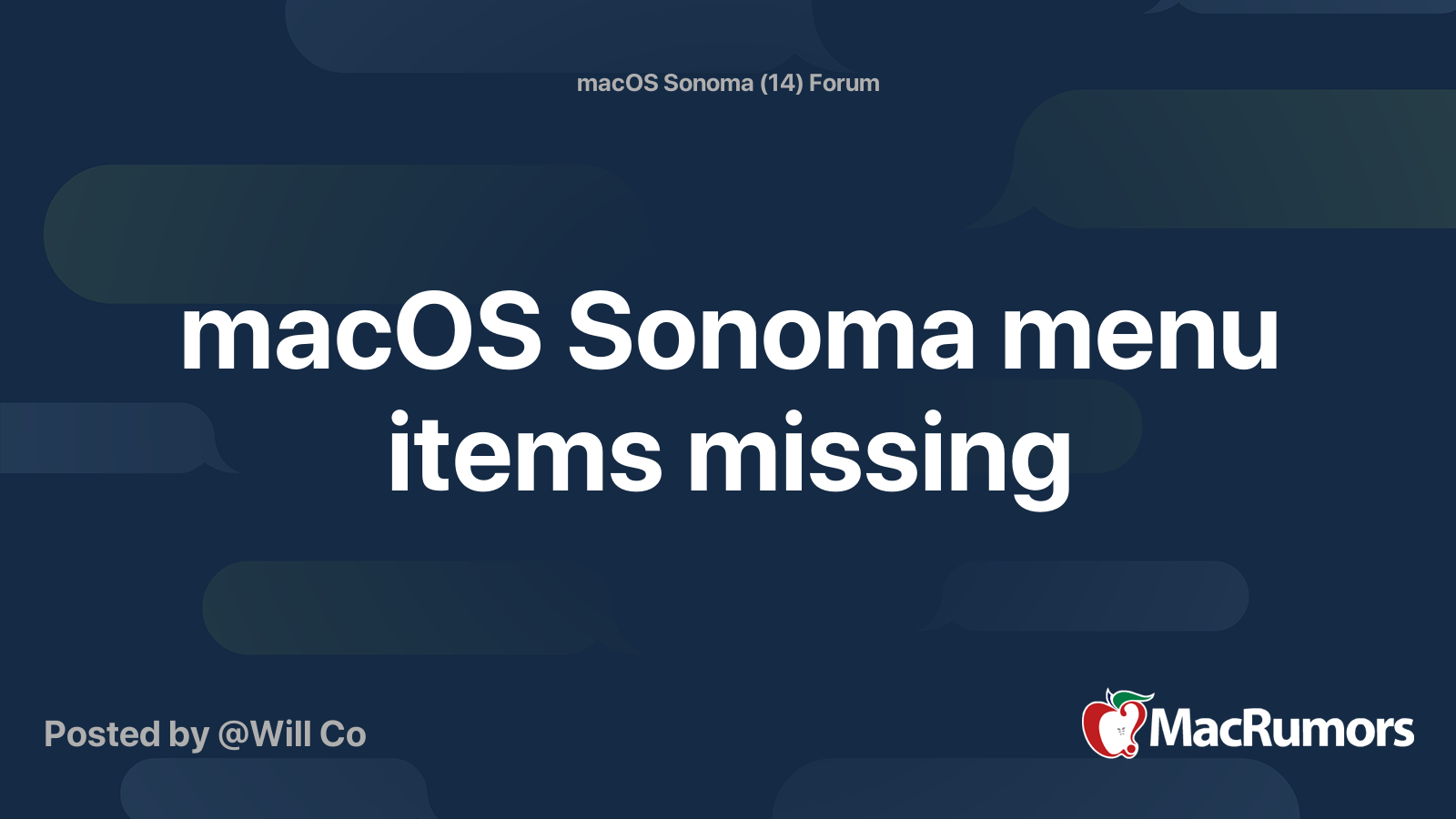 macOS Sonoma menu items missing | MacRumors Forums
