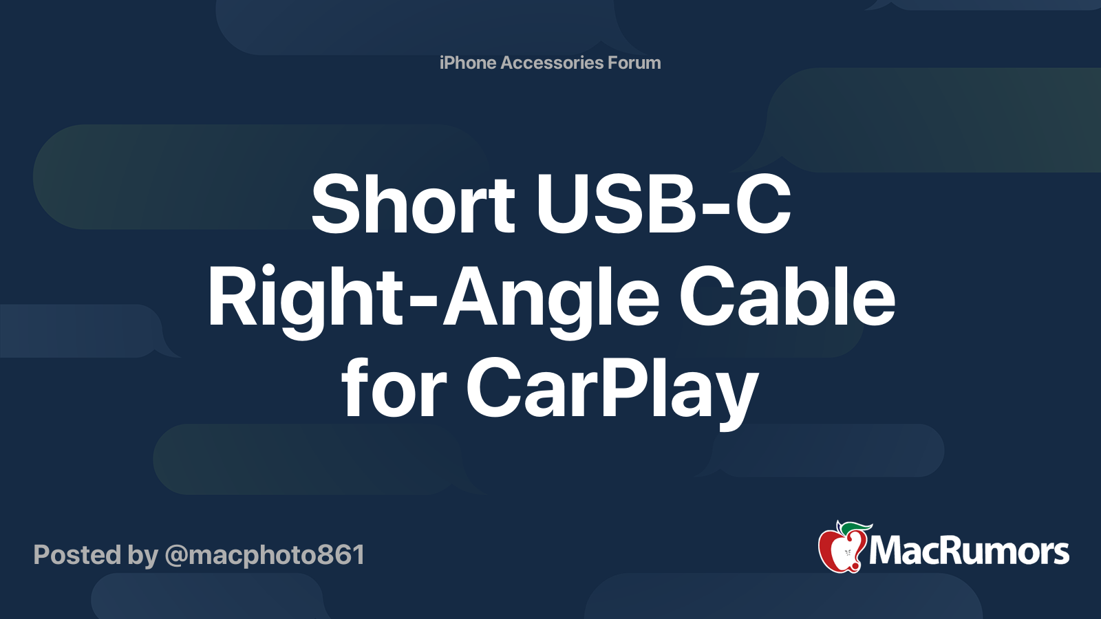 Short USB-C Right-Angle Cable for CarPlay | MacRumors Forums