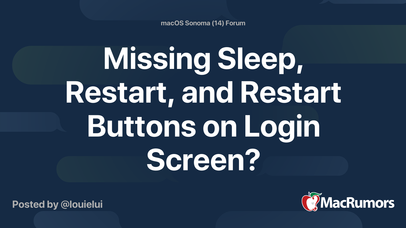 Missing Sleep, Restart, and Restart Buttons on Login Screen? | MacRumors Forums