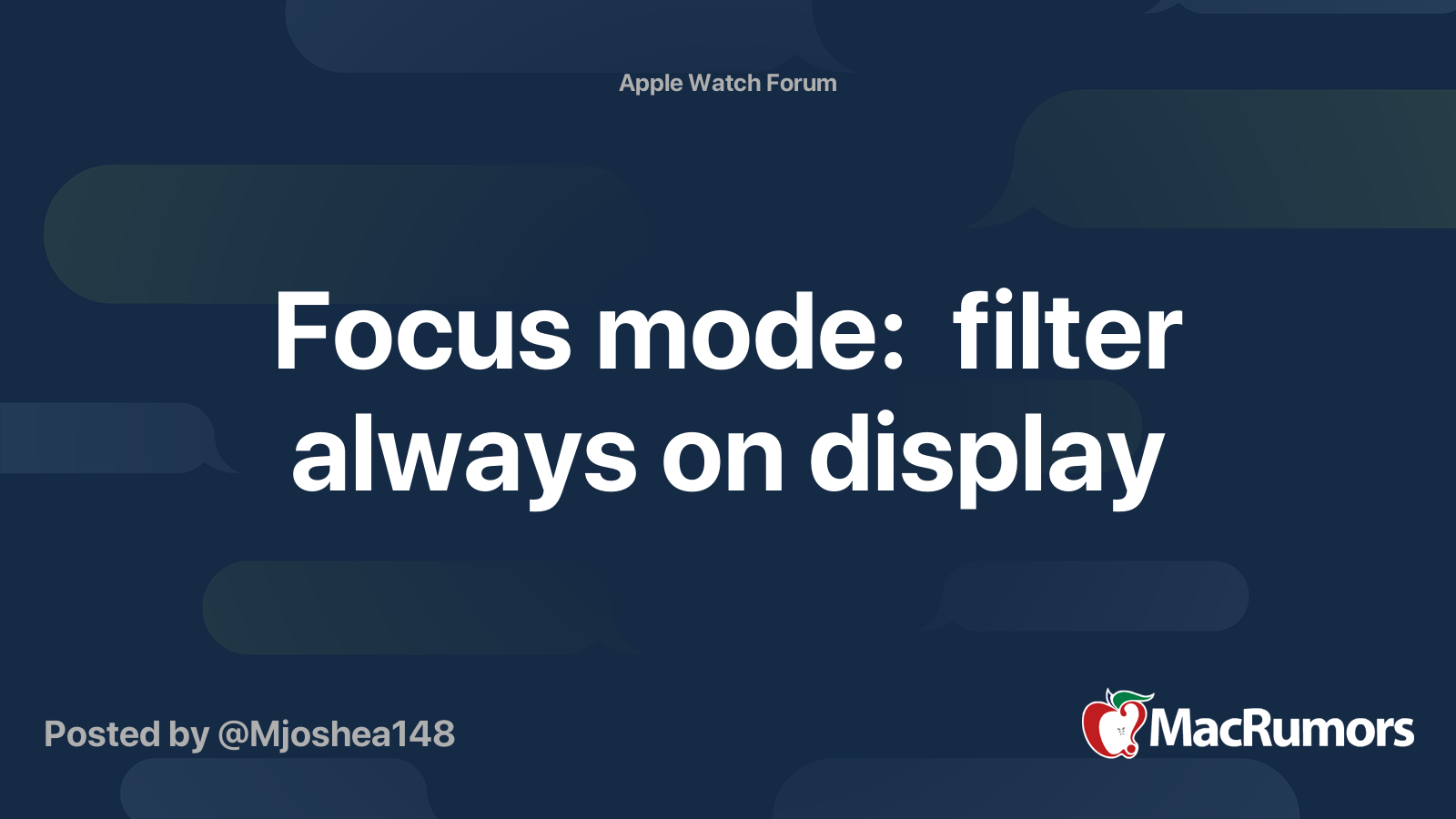 Focus mode: filter always on display | MacRumors Forums