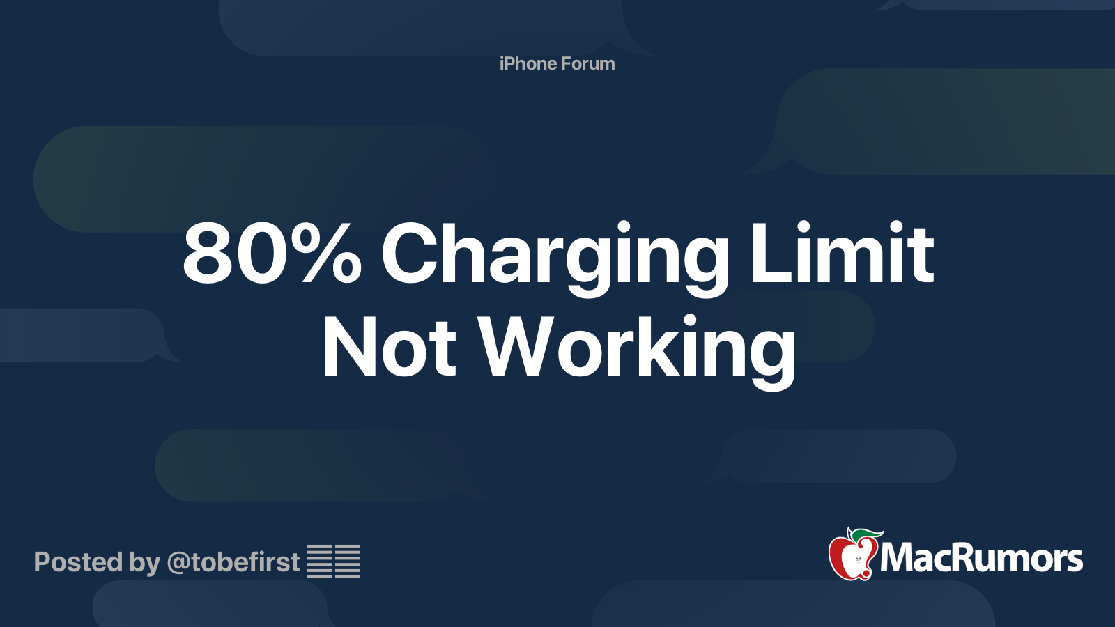 80% Charging Limit Not Working | MacRumors Forums
