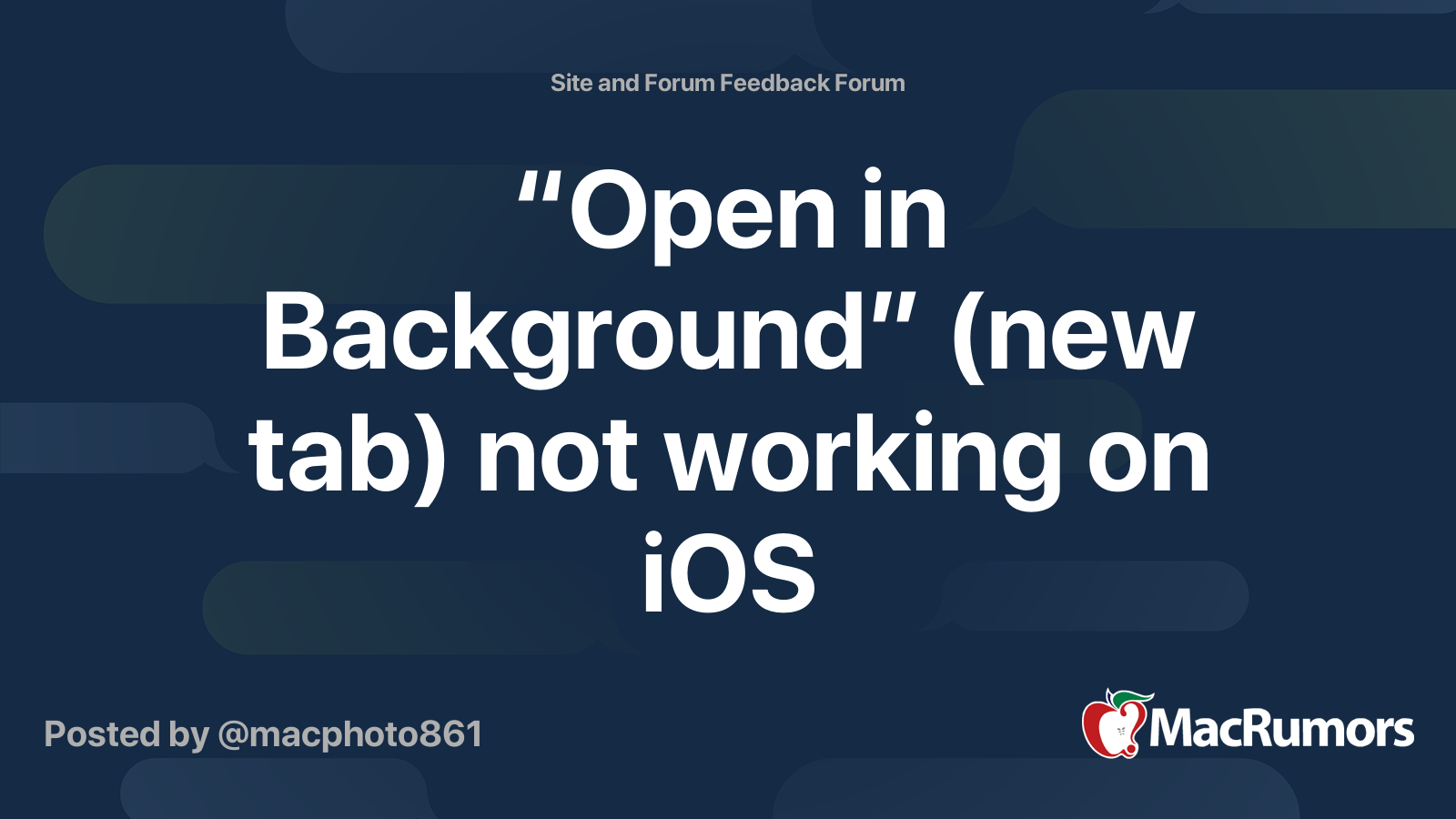 “Open in Background” (new tab) not working on iOS | MacRumors Forums