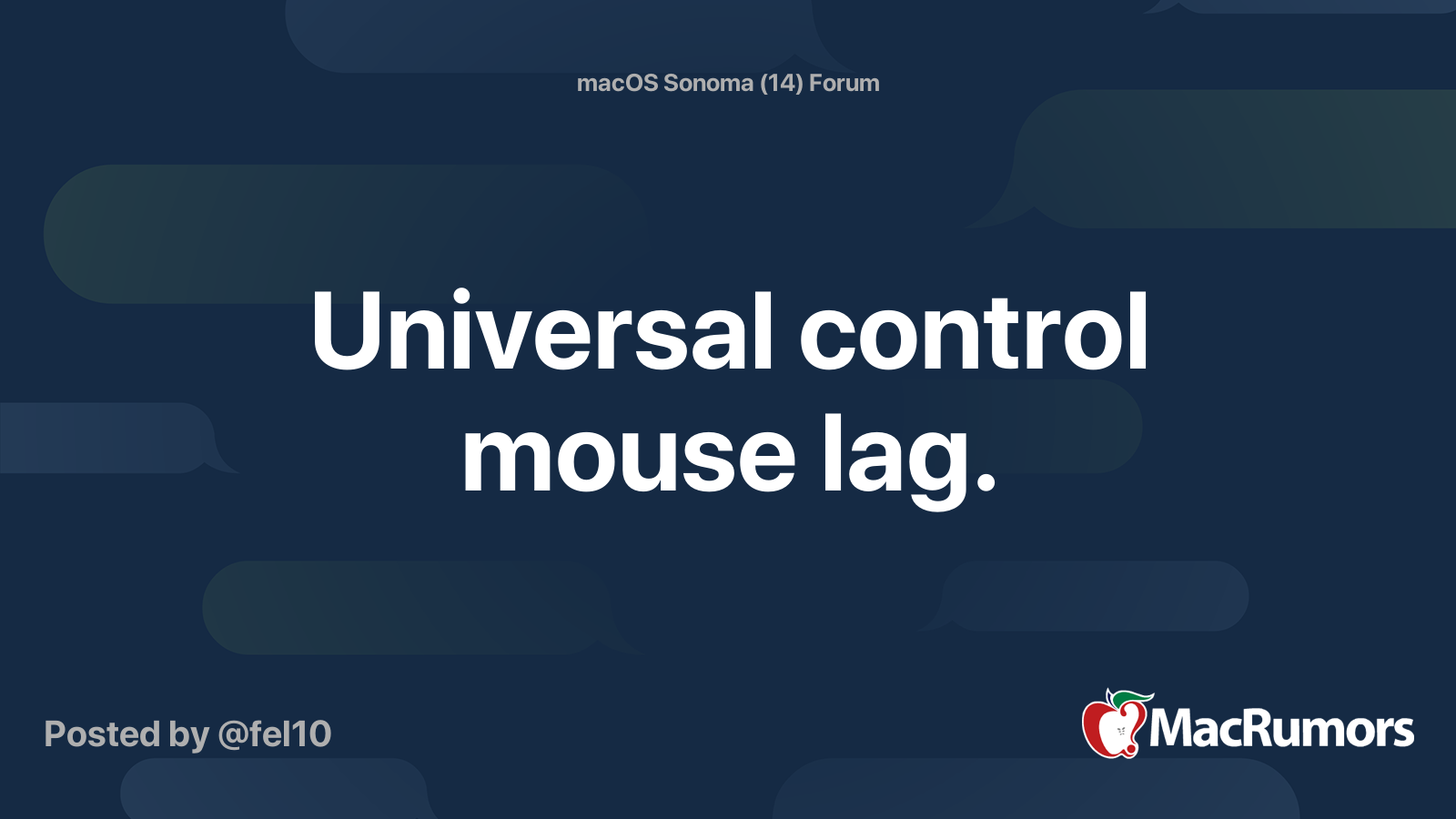 Universal control mouse lag. | MacRumors Forums