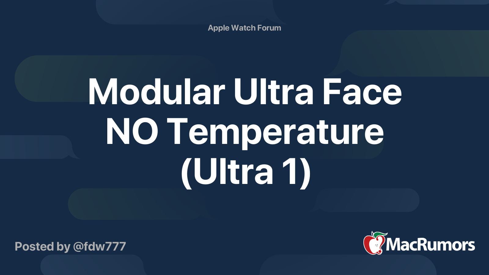 Modular Ultra Face NO Temperature (Ultra 1) | MacRumors Forums