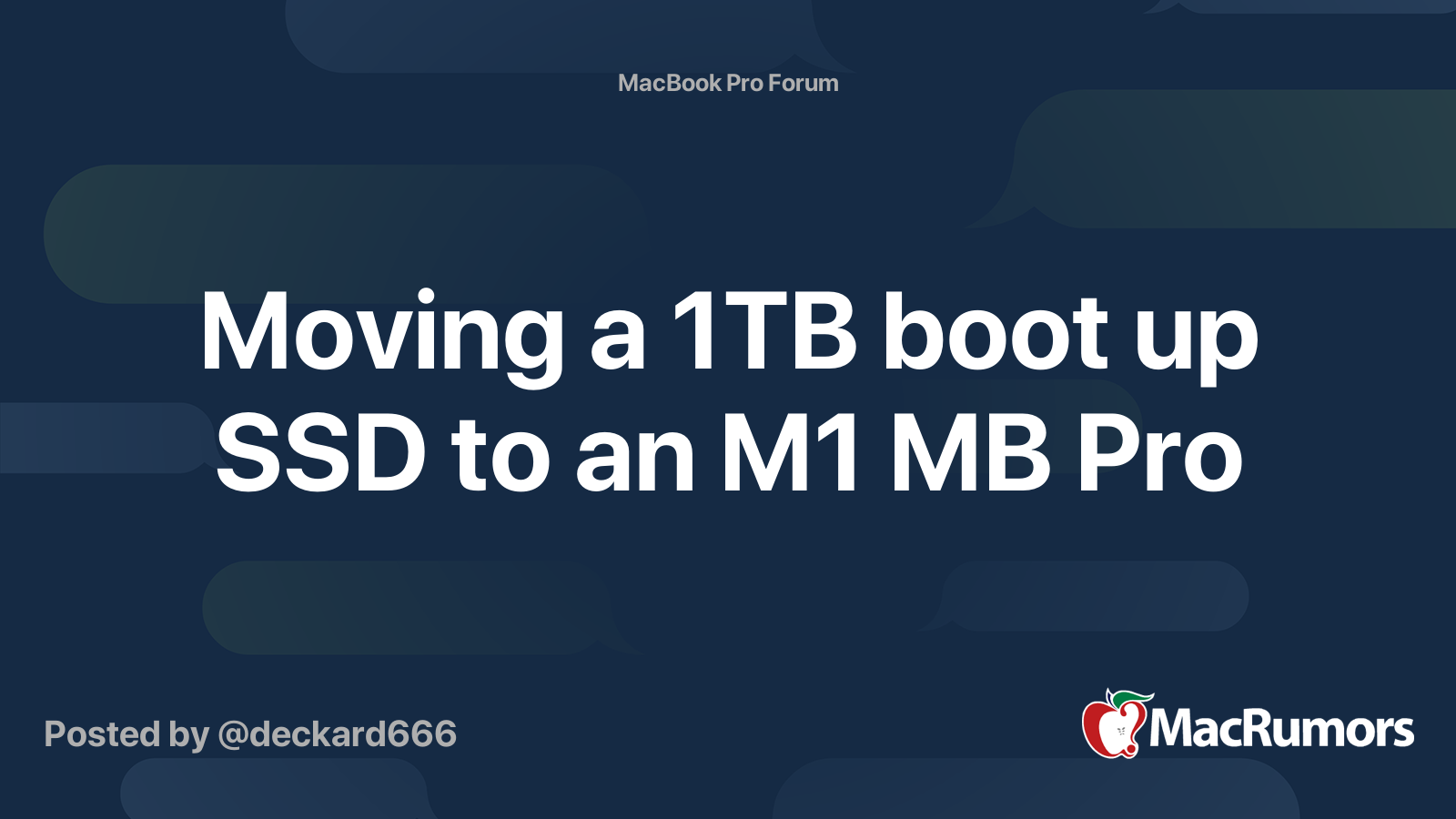 Moving a 1TB boot up SSD to an M1 MB Pro | MacRumors Forums