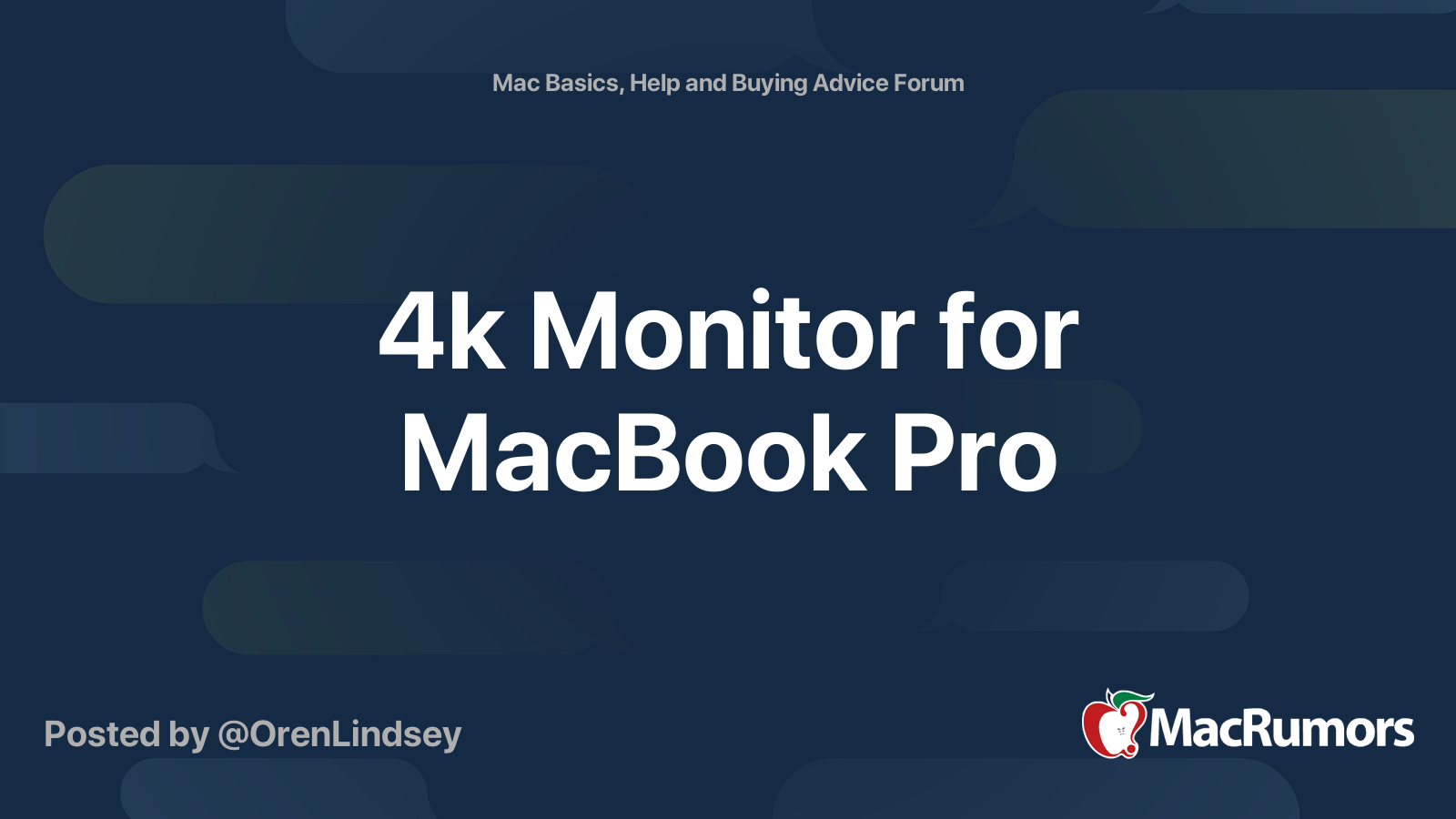 4k Monitor for MacBook Pro | MacRumors Forums