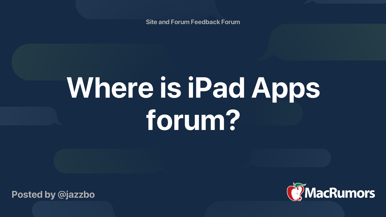 Where is iPad Apps forum? | MacRumors Forums