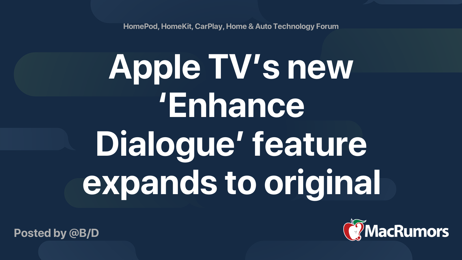 Apple TV’s new ‘Enhance Dialogue’ feature expands to original HomePod ...