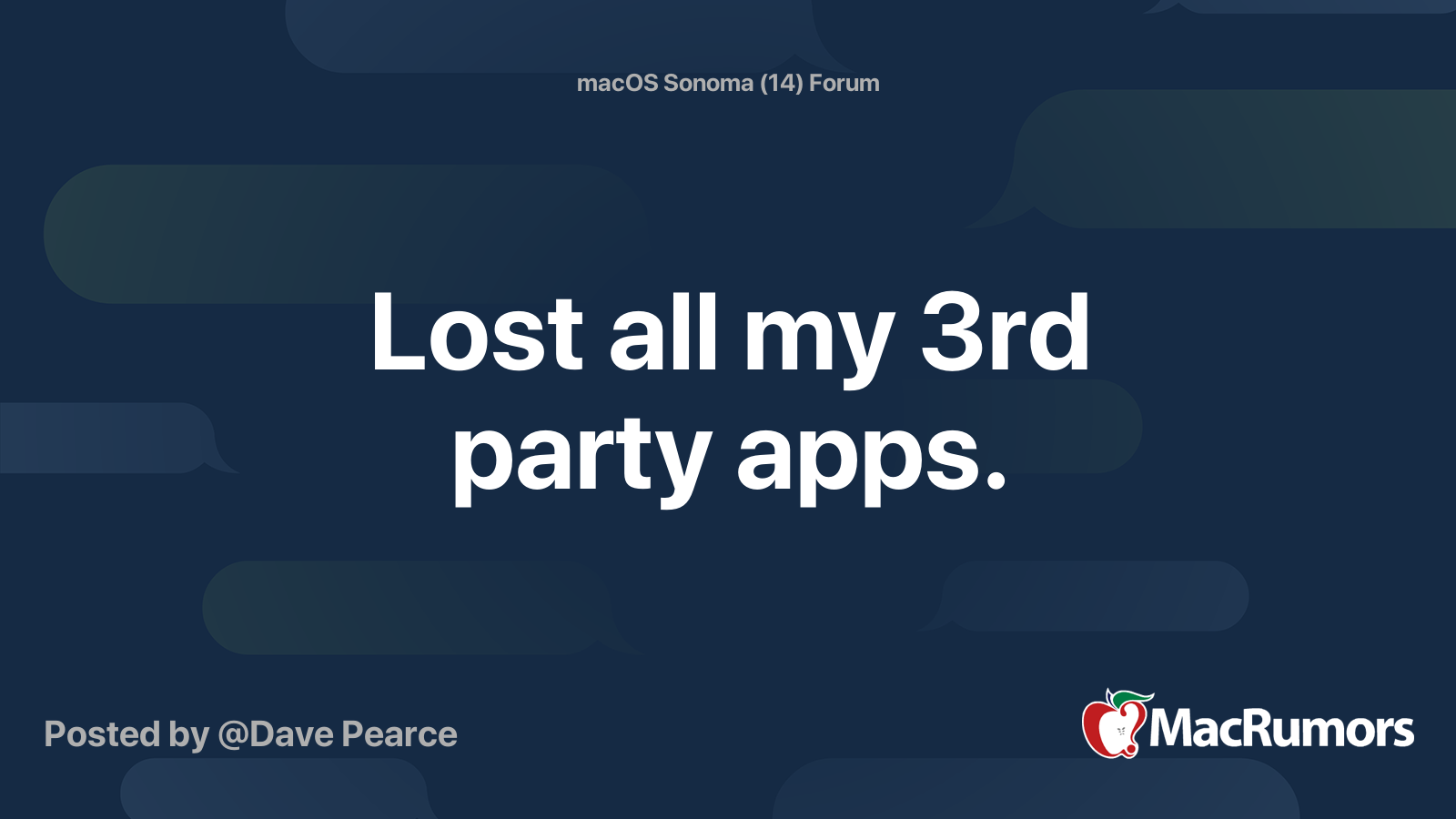 Lost all my 3rd party apps. | MacRumors Forums
