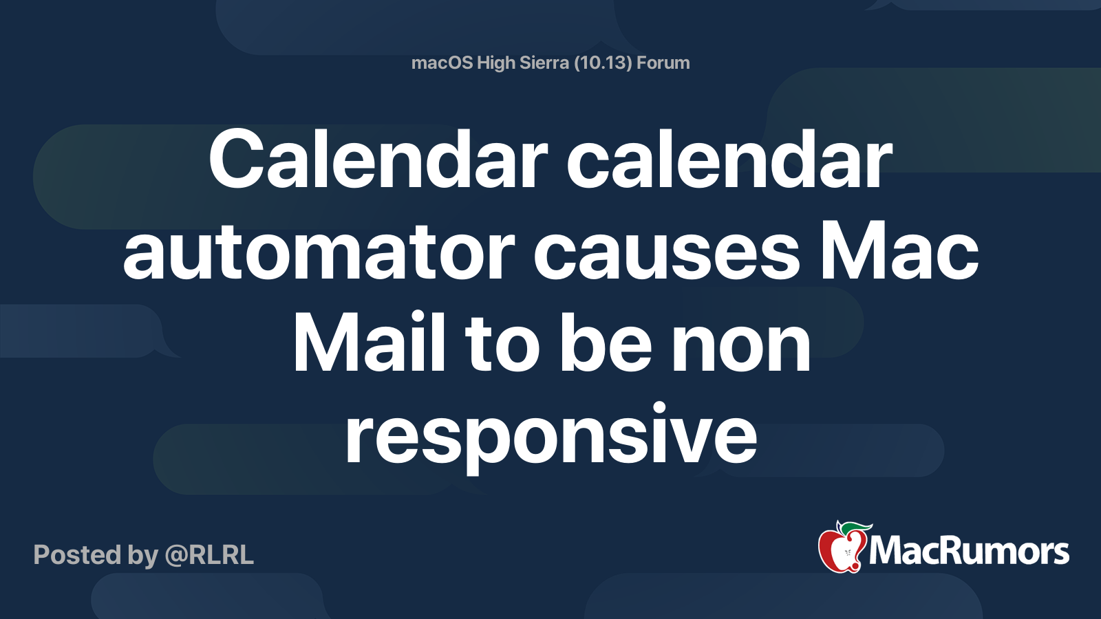 Calendar calendar automator causes Mac Mail to be non responsive | MacRumors Forums