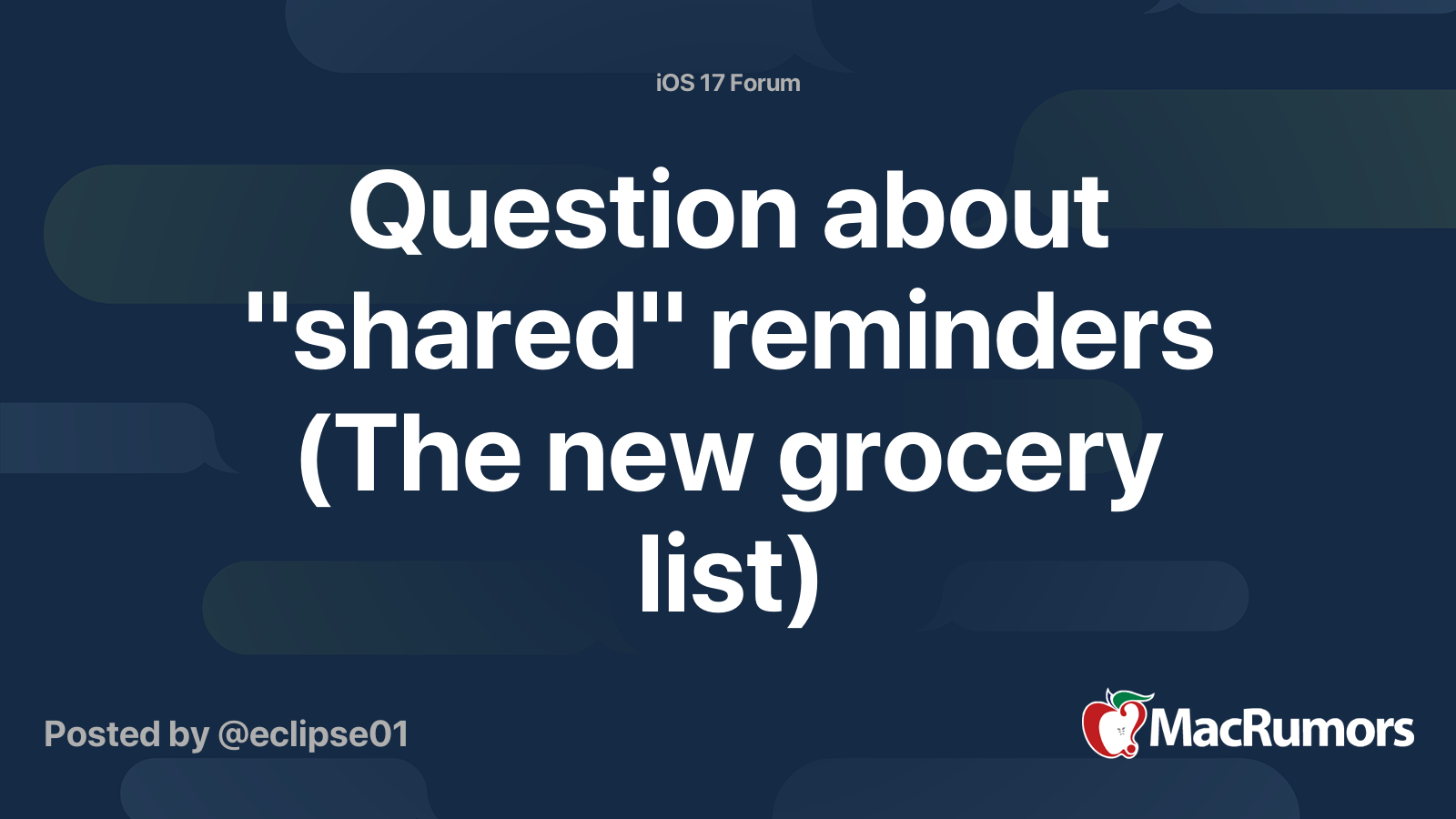 Question about "shared" reminders (The new grocery list) | MacRumors Forums