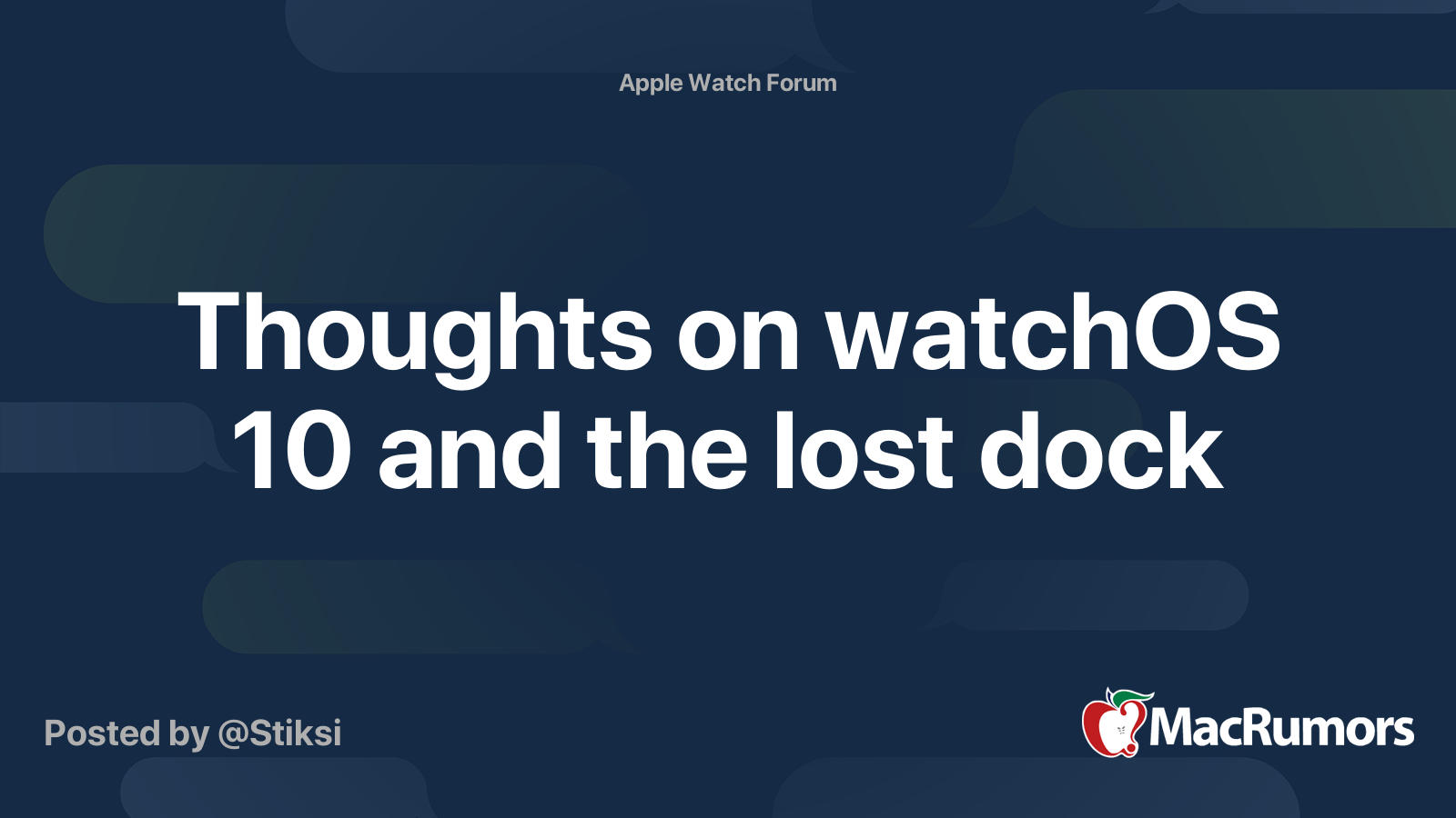 Thoughts on watchOS 10 and the lost dock | MacRumors Forums