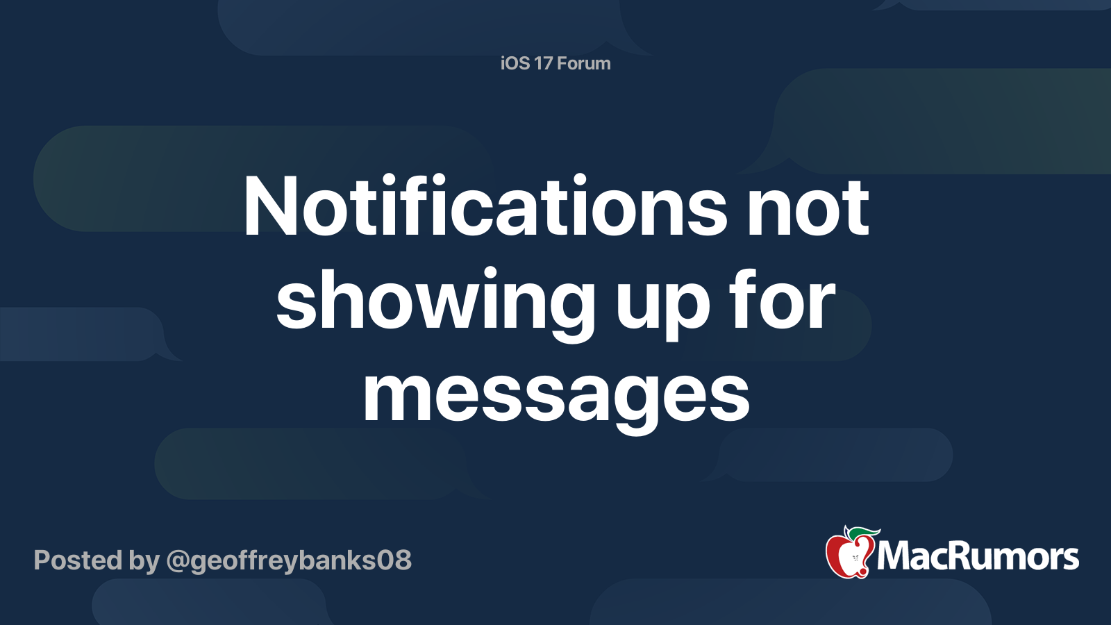 Notifications not showing up for messages | MacRumors Forums