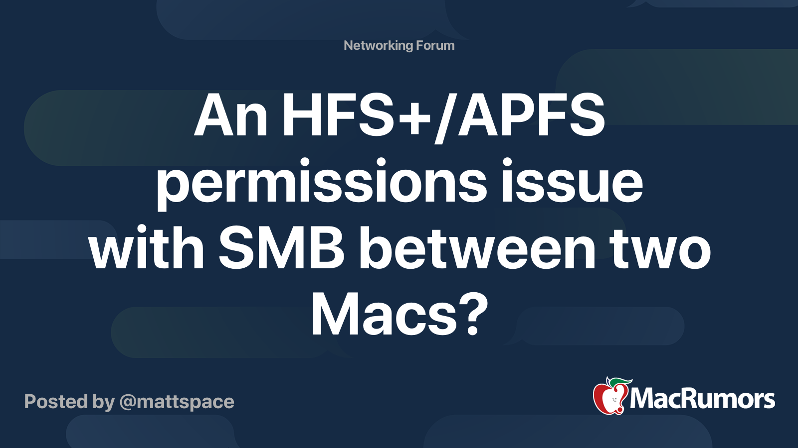 An HFS+/APFS permissions issue with SMB between two Macs? | MacRumors Forums