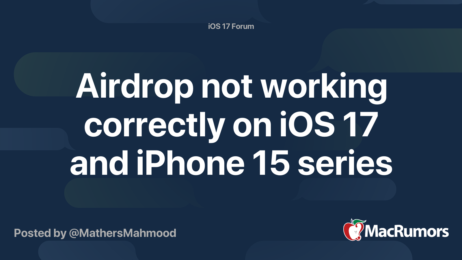 Airdrop not working correctly on iOS 17 and iPhone 15 series | MacRumors Forums