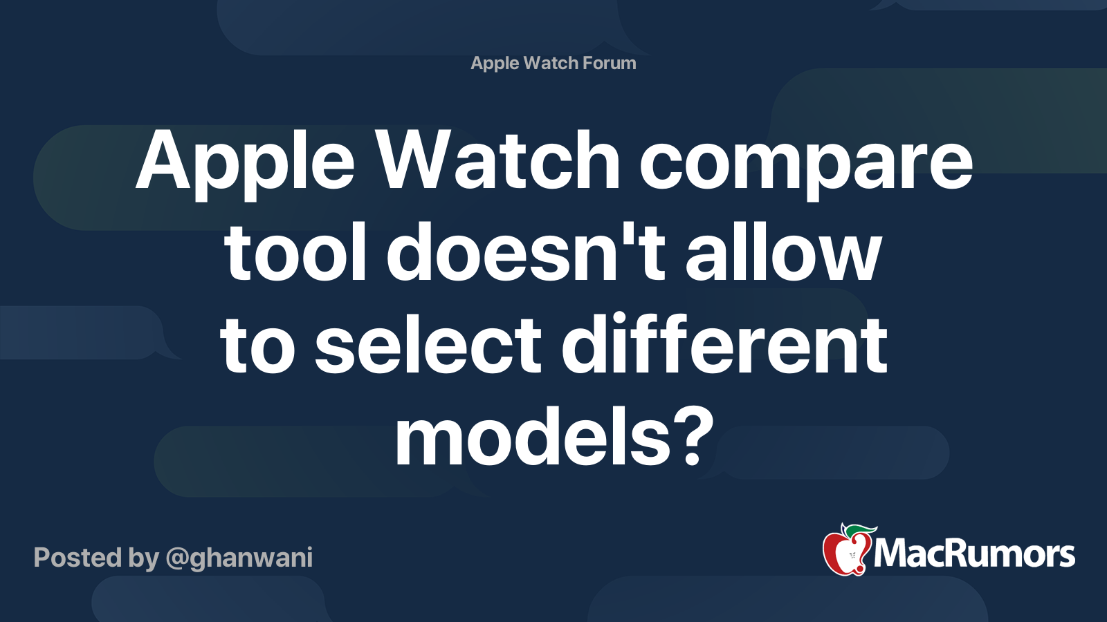 Apple Watch compare tool doesn't allow to select different models ...