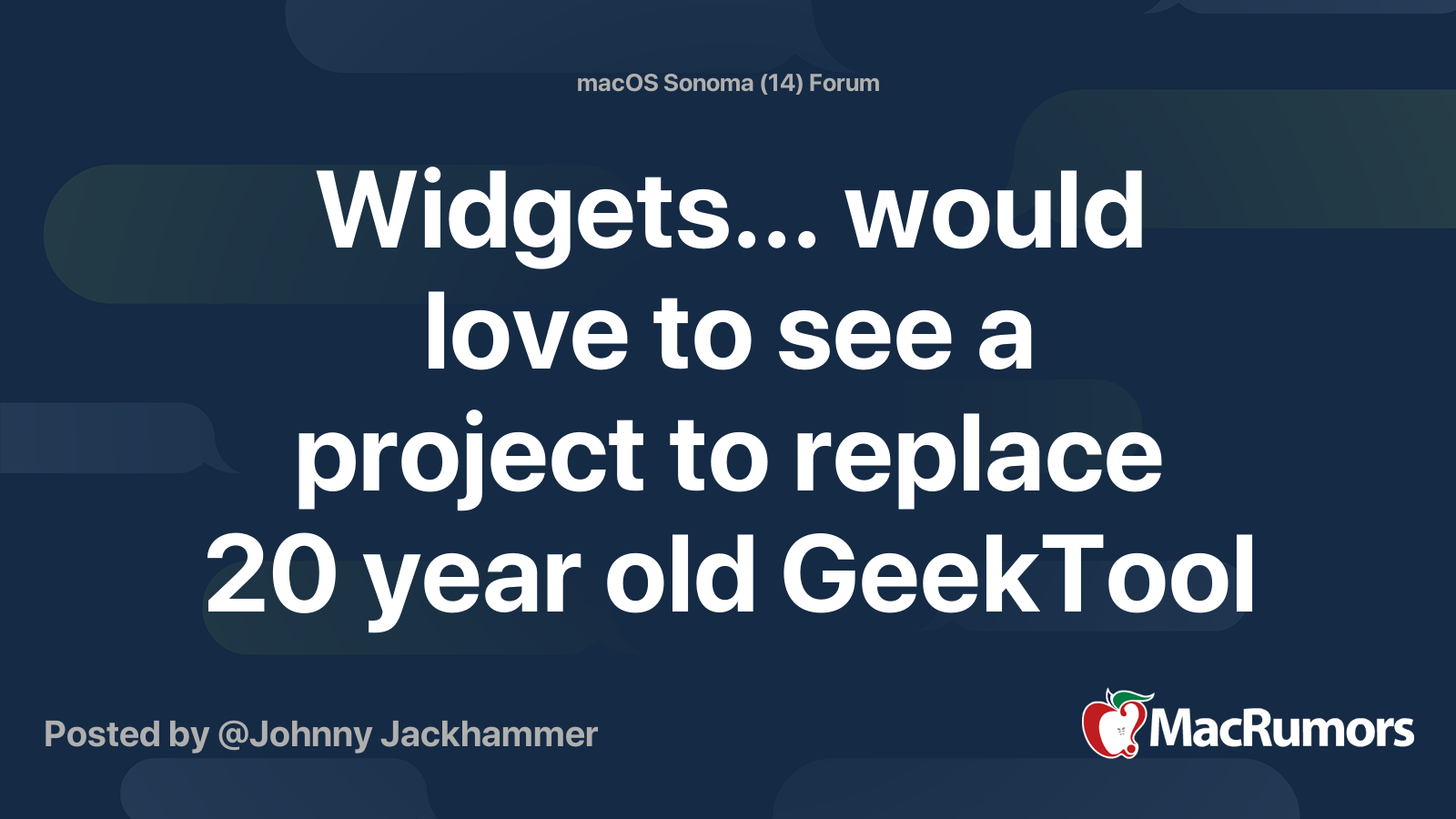 Widgets... would love to see a project to replace 20 year old GeekTool | MacRumors Forums