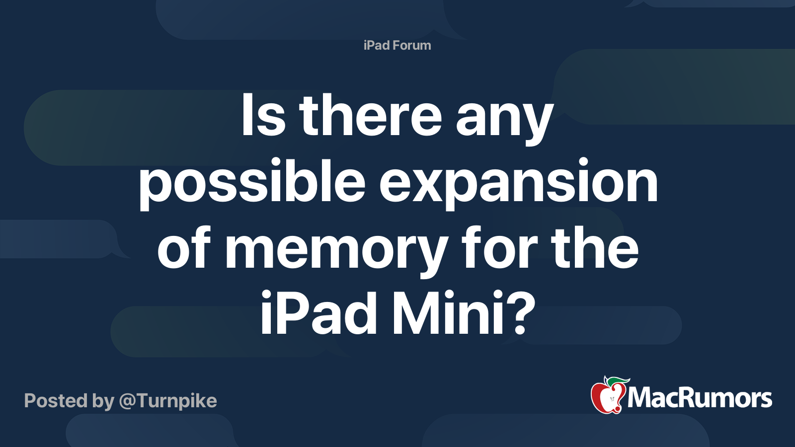 Is there any possible expansion of memory for the iPad Mini ...